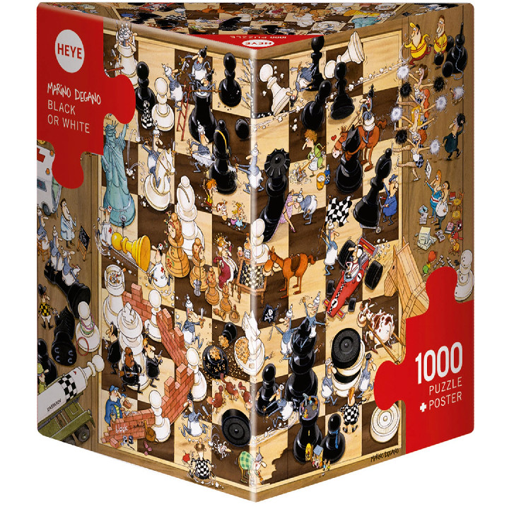 Puzzle HEYE: Puzzle de 1000 piezas Ajedrez piezas en blanco y negro ...